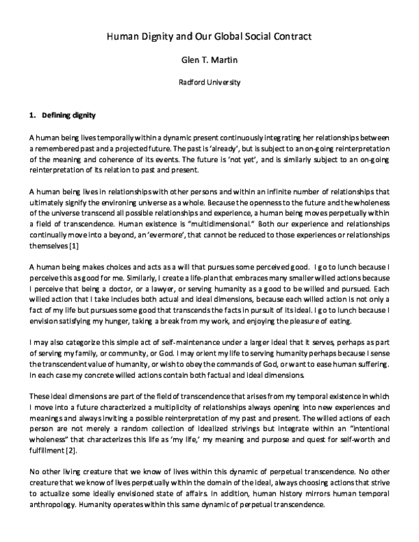 (PDF) Human Dignity and Our Global Social Contract