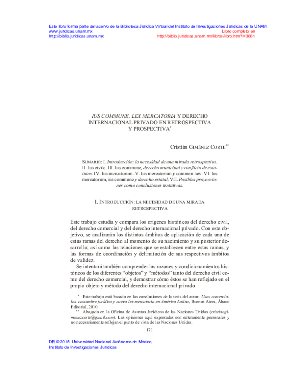 (PDF) IUS COMMUNE, LEX MERCATORIA Y DERECHO INTERNATIONAL PRIVADO EN ...