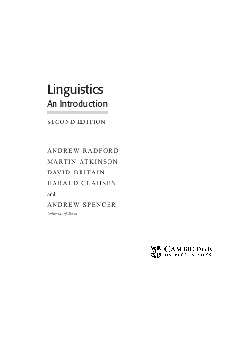 (PDF) Linguistics An Introduction