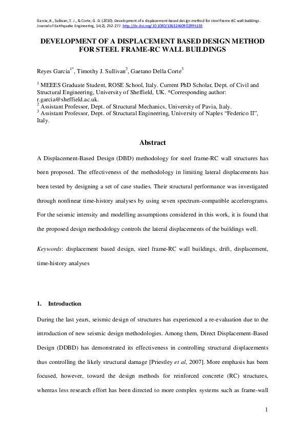 (PDF) Development of a Displacement-Based Design Method for Steel Dual Systems With Buckling ...