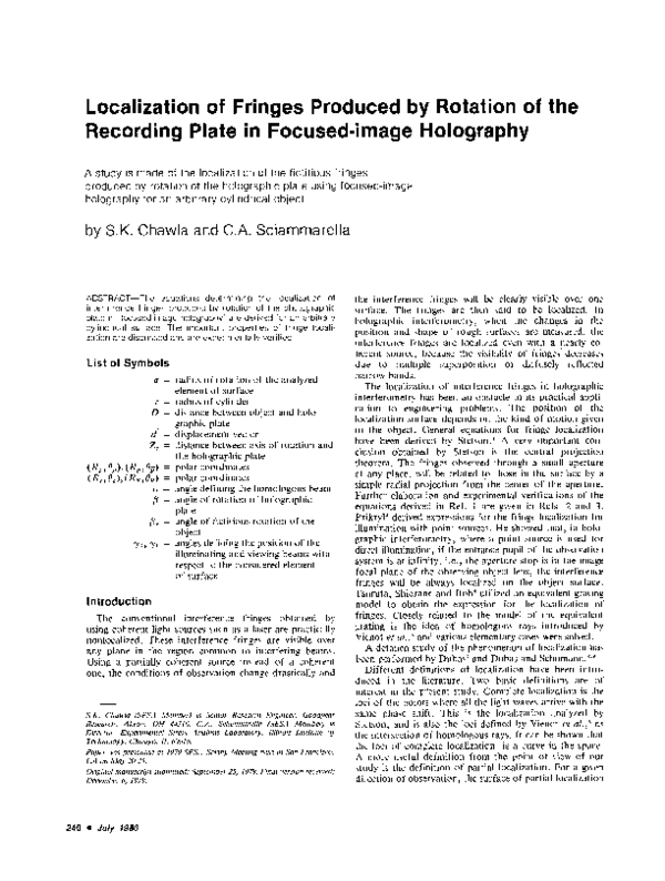(PDF) Localization of fringes produced by rotation of the recording ...