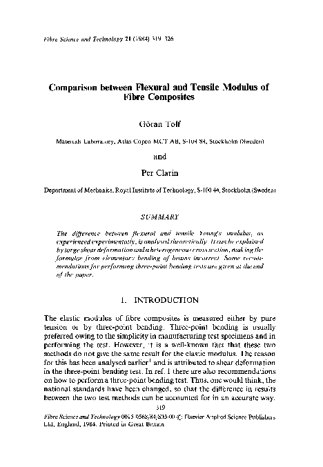 (PDF) Comparison between flexural and tensile modulus of fibre composites