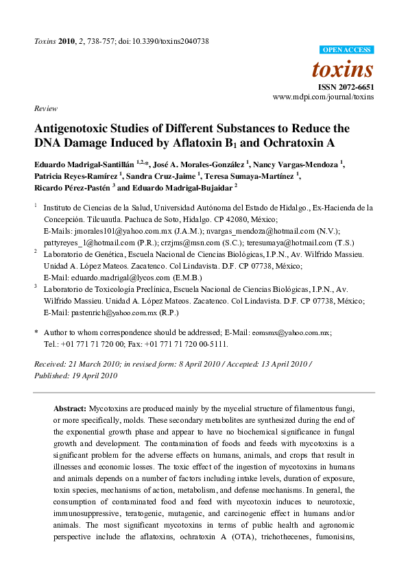 (PDF) Antigenotoxic Studies of Different Substances to Reduce the DNA ...