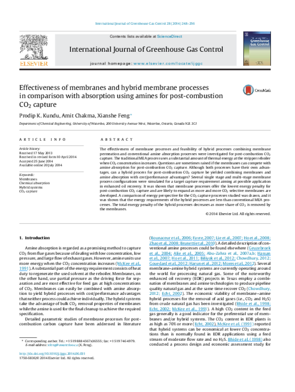 (PDF) Effectiveness of membranes and hybrid membrane processes in ...