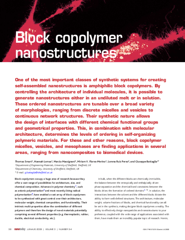 (PDF) Block copolymer nanostructures