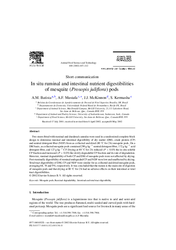 (PDF) In situ ruminal and intestinal nutrient digestibilities of ...