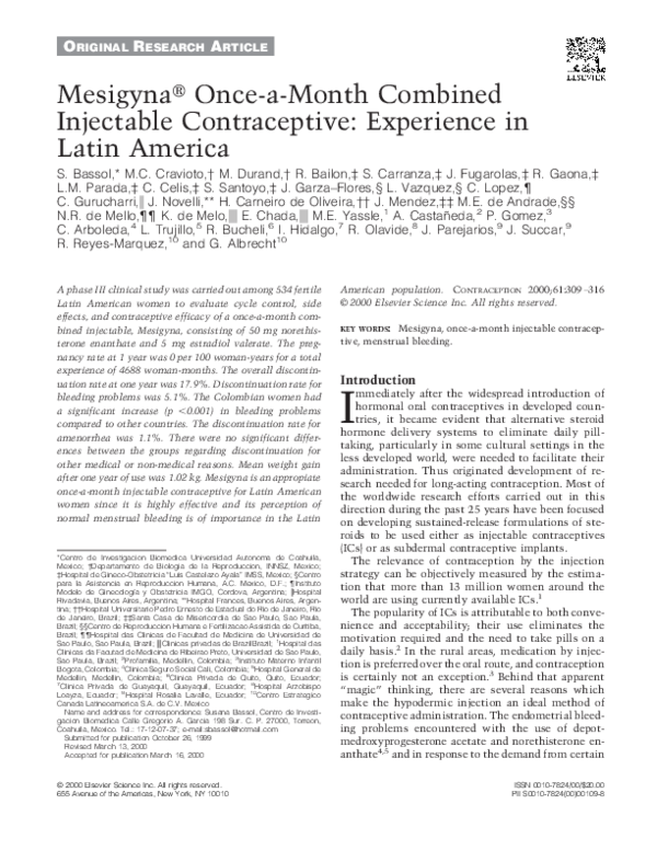 (PDF) Mesigyna® once-a-month combined injectable contraceptive ...