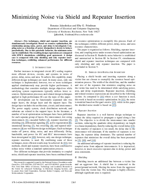 (PDF) Minimizing noise via shield and repeater insertion