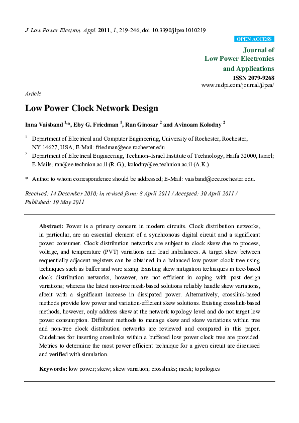 (PDF) Low Power Clock Network Design