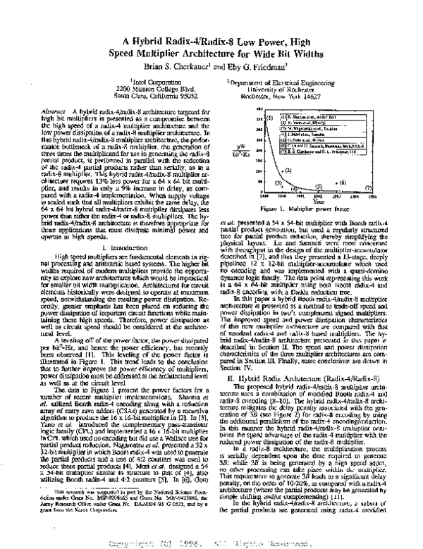 Pdf A Hybrid Radix 4radix 8 Low Power High Speed Multiplier Architecture For Wide Bit Widths