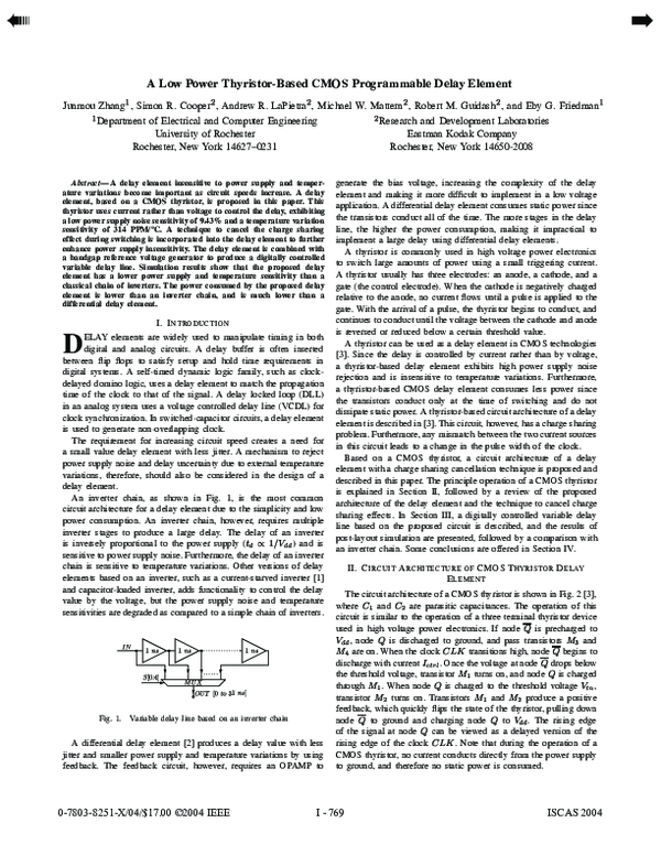(PDF) A low power thyristor-based CMOS programmable delay element | Eby Friedman - Academia.edu