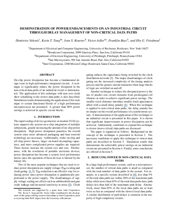 (PDF) Demonstration of power enhancements on an industrial circuitthrough delay management of ...