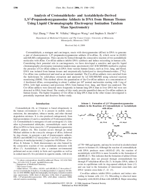 (PDF) Analysis of Crotonaldehyde and Acetaldehyde-Derived 1, N 2 ...
