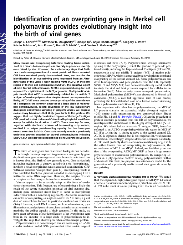 (PDF) Identification of an overprinting gene in Merkel cell ...