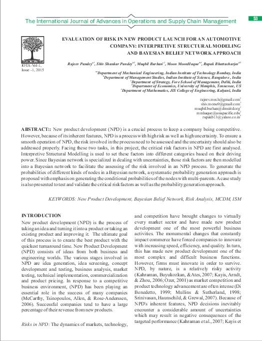 (PDF) EVALUATION OF RISK IN NEW PRODUCT LAUNCH FOR AN AUTOMOTIVE COMPANY: INTERPRETIVE ...