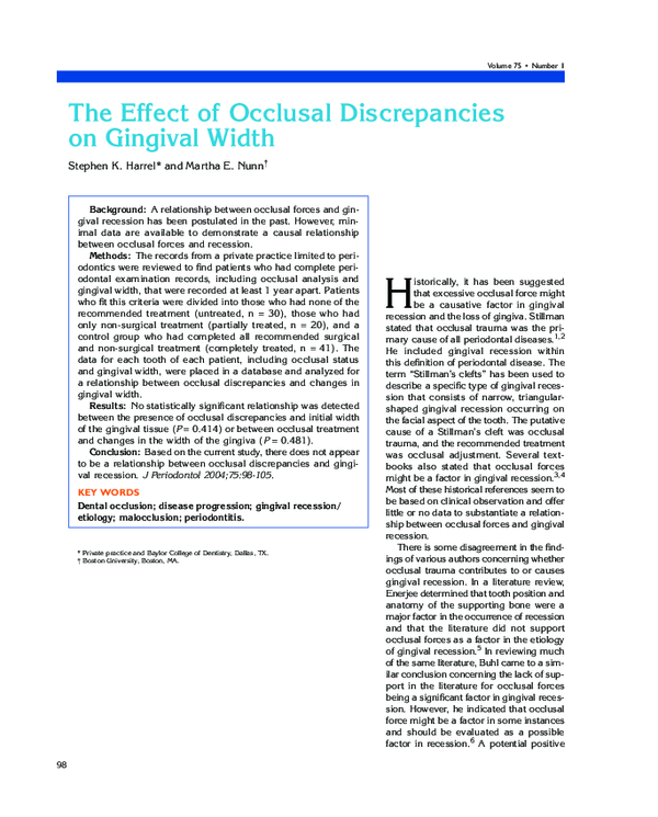 (PDF) The Effect of Occlusal Discrepancies on Gingival Width