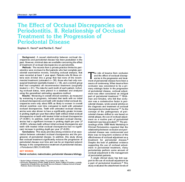 (PDF) The Effect of Occlusal Discrepancies on Periodontitis. II ...