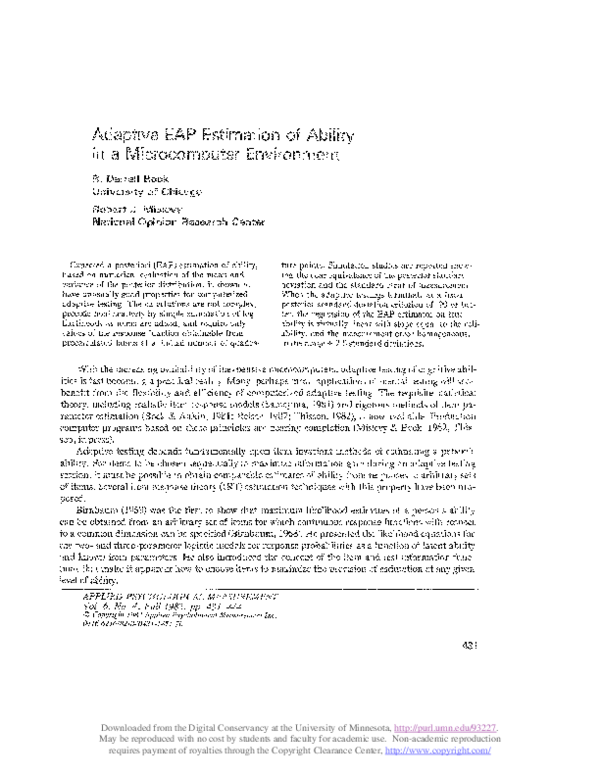(PDF) Adaptive EAP Estimation of Ability in a Microcomputer Environment