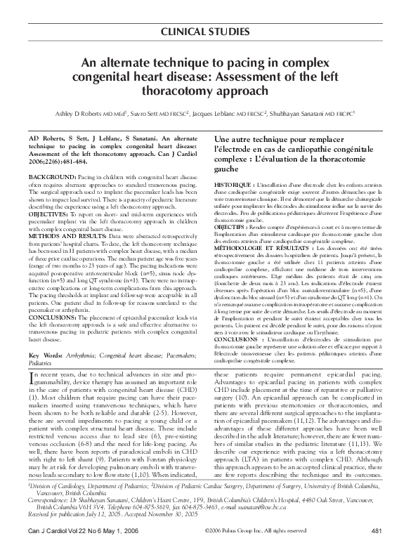 (PDF) An alternate technique to pacing in complex congenital heart ...