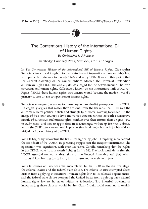 (PDF) The Contentious History of the International Bill of Human Rights