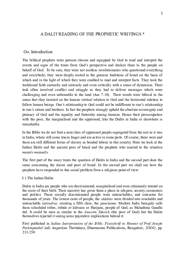 (DOC) A DALIT READING OF THE PROPHETIC WRITINGS