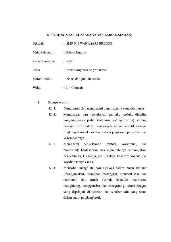 (DOC) RENCANA PELAKSANAAN PEMBELAJARAN (RPP) Standar Kompetensi | fauzi ...