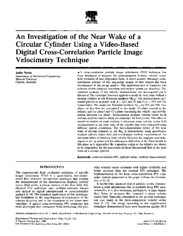 (PDF) An investigation of the near wake of a circular cylinder using a ...