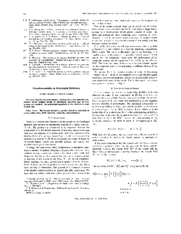 (PDF) Counterexamples in distributed detection