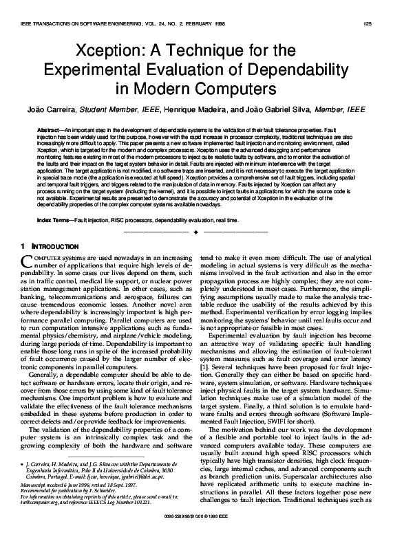 (PDF) Xception: A Technique for the Experimental Evaluation of Dependability in Modern Computers