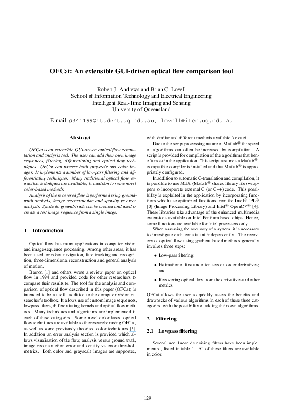 (PDF) OFCat: An extensible GUI-driven optical flow comparison tool