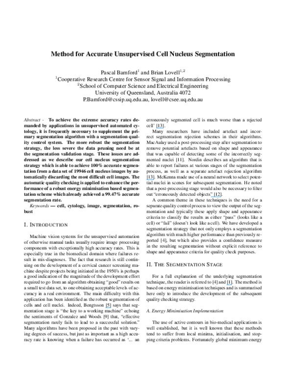 (PDF) Method for accurate unsupervised cell nucleus segmentation ... (PDF) Method for accurate unsupervised cell nucleus segmentation ...