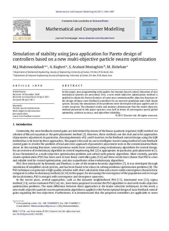 (PDF) Simulation of stability using Java application for Pareto design of controllers based on a ...