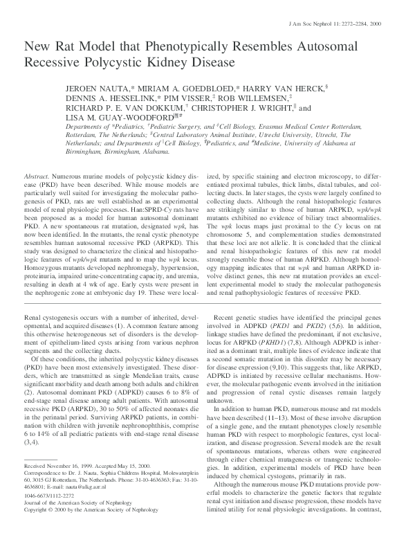 (PDF) New rat model that phenotypically resembles autosomal recessive ...