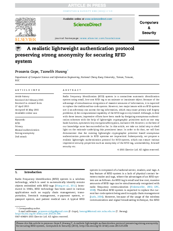 (PDF) A Realistic Lightweight Authentication Protocol Preserving Strong Anonymity for Securing ...