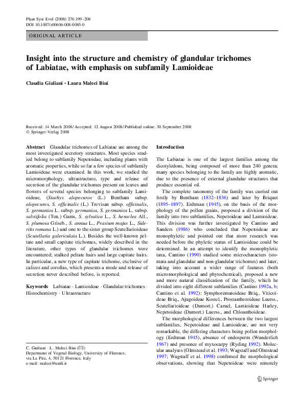 (PDF) Insight into the structure and chemistry of glandular trichomes ...