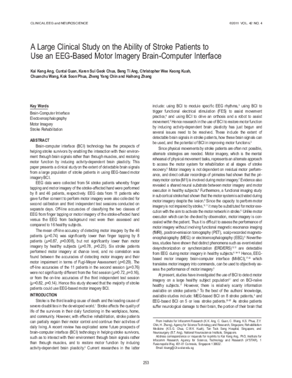 (PDF) A Large Clinical Study on the Ability of Stroke Patients to Use an EEG-Based Motor Imagery ...