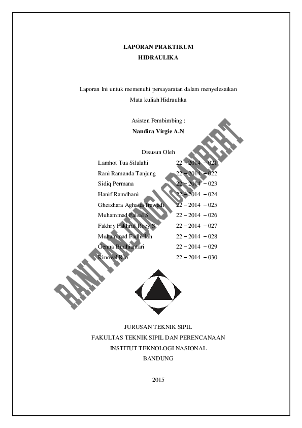 (PDF) LAPORAN HIDRAULIKA ( TEKNIK SIPIL)
