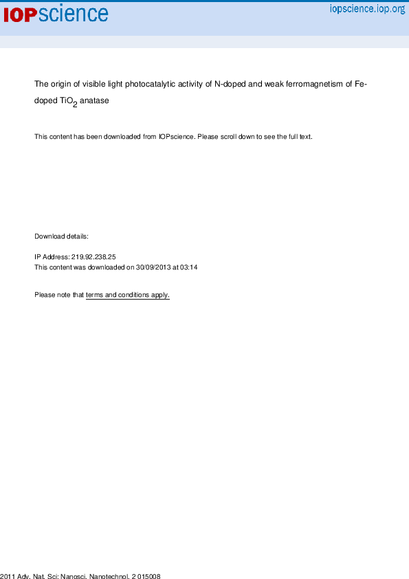 (PDF) The origin of visible light photocatalytic activity of N-doped ...