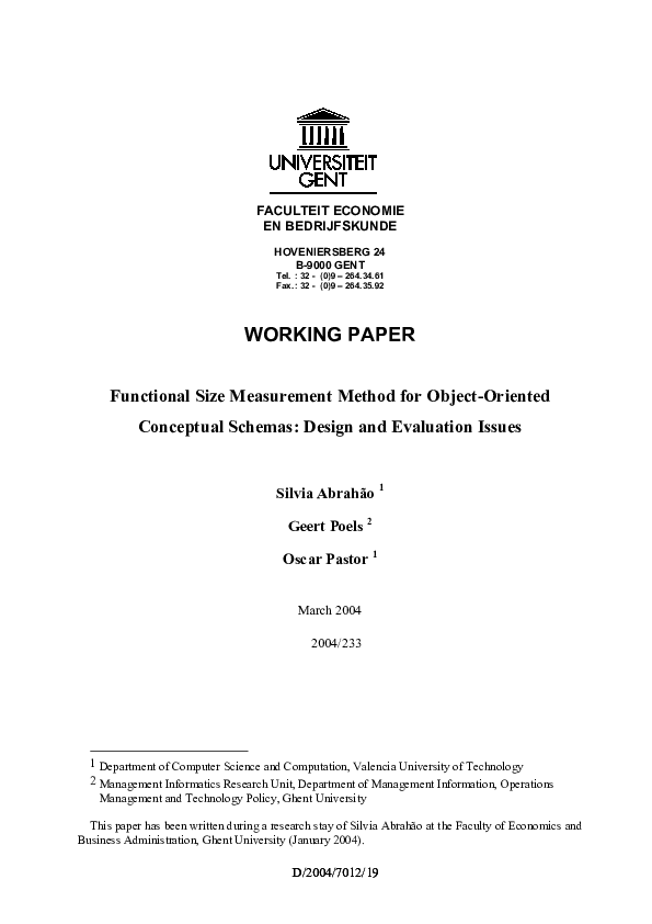 Pdf A Functional Size Measurement Method For Object Oriented Conceptual Schemas Design And 