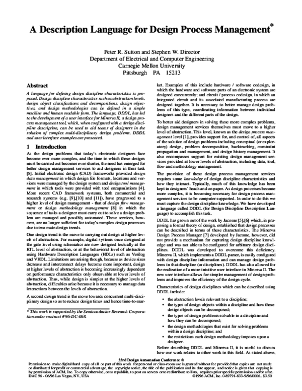 (PDF) A description language for design process management