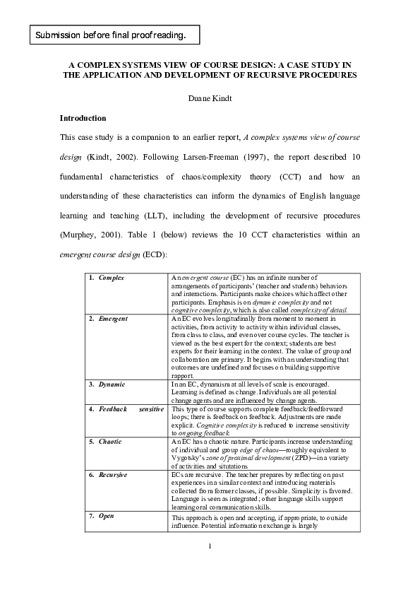 (PDF) A complex systems view of course design: A case study in the ...