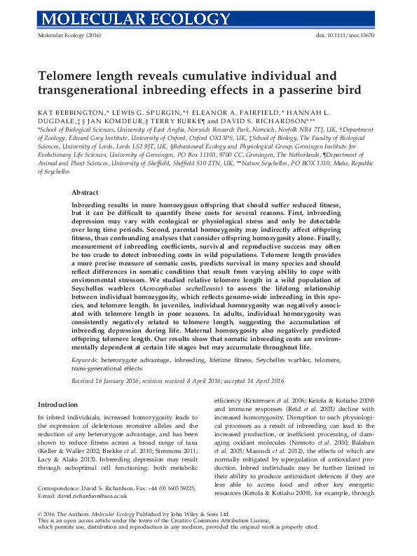 Telomere length reveals cumulative individual and transgenerational ...