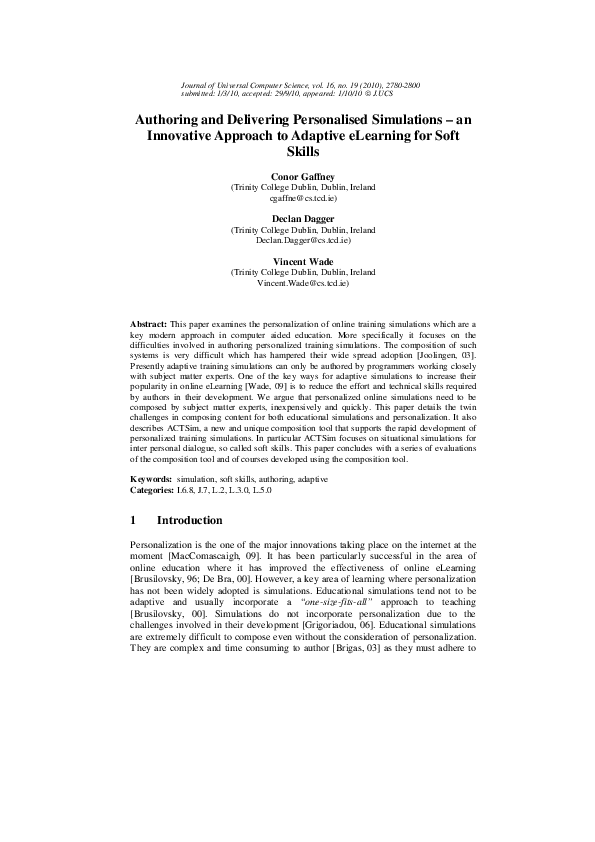 (PDF) Authoring and Delivering Personalised Simulations - an Innovative Approach to Adaptive ...