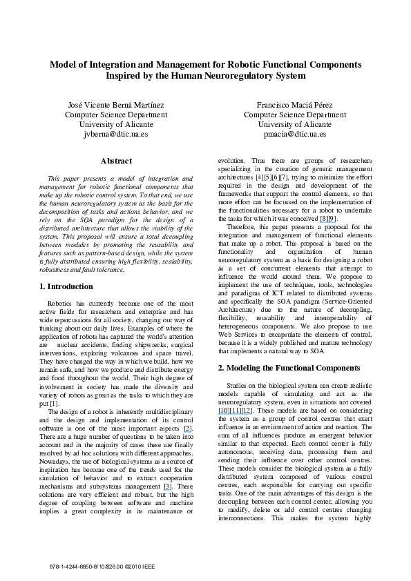 (PDF) Model of integration and management for robotic functional ...