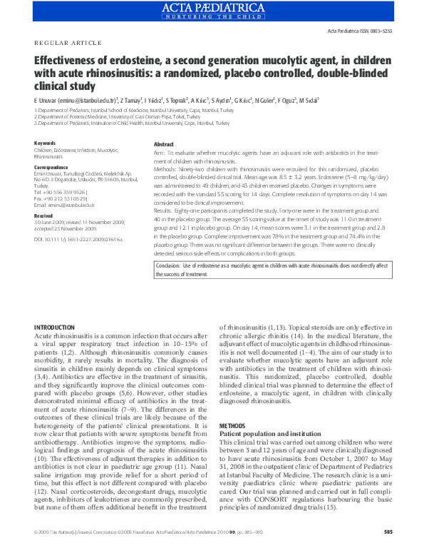 (PDF) Effectiveness of erdosteine, a second generation mucolytic agent ...