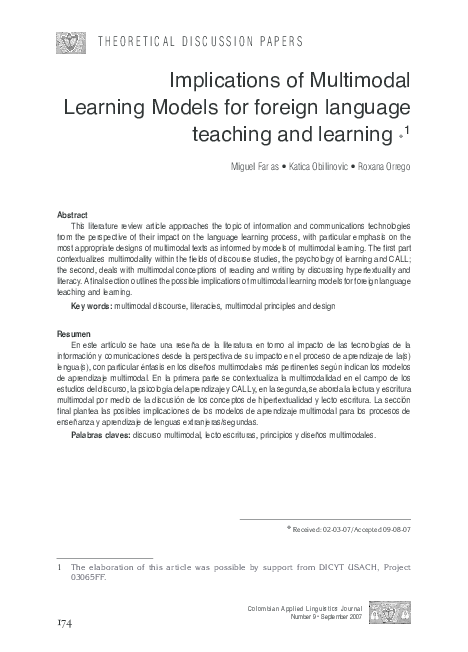 (PDF) Implications of Multimodal Learning Models for foreign language ...
