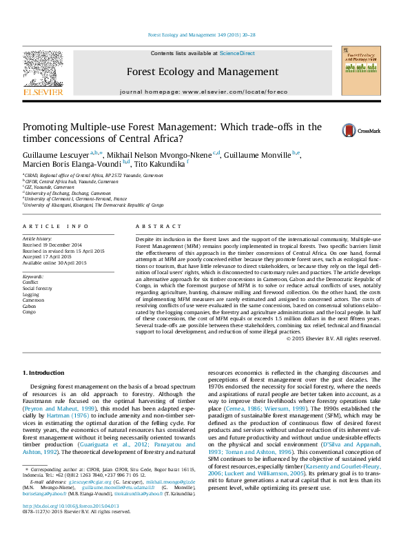 (PDF) Promoting Multiple-use Forest Management: Which trade-offs in the ...