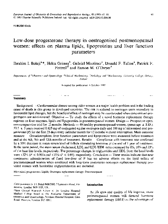 (PDF) Low-dose progesterone therapy in oestrogenised postmenopausal ...