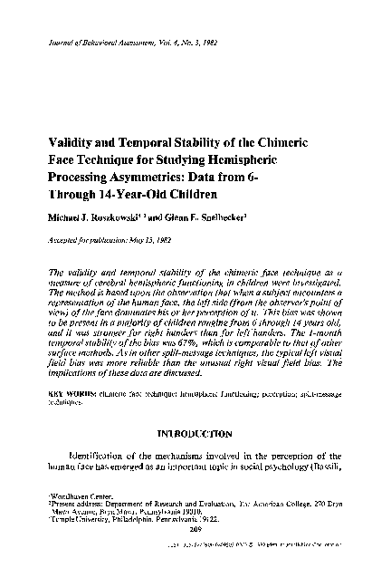 (PDF) Chimeric Face Technique in Children Ages 6-14