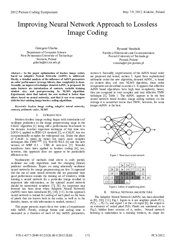 Pdf Improving Neural Network Approach To Lossless Image Coding